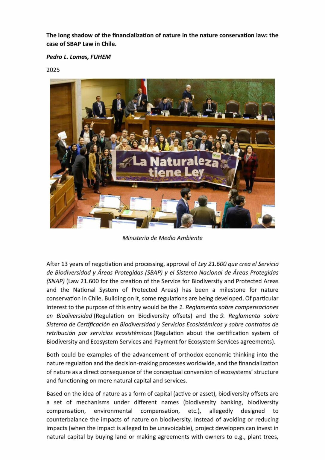 The long shadow of the financialization of nature in the nature ...